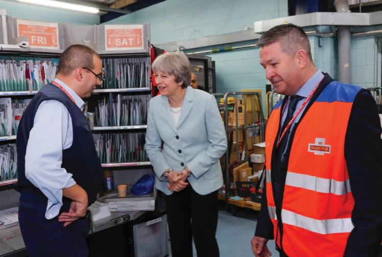 Theresa May visits postal workers at Maidenhead Delivery Office - Photo ...