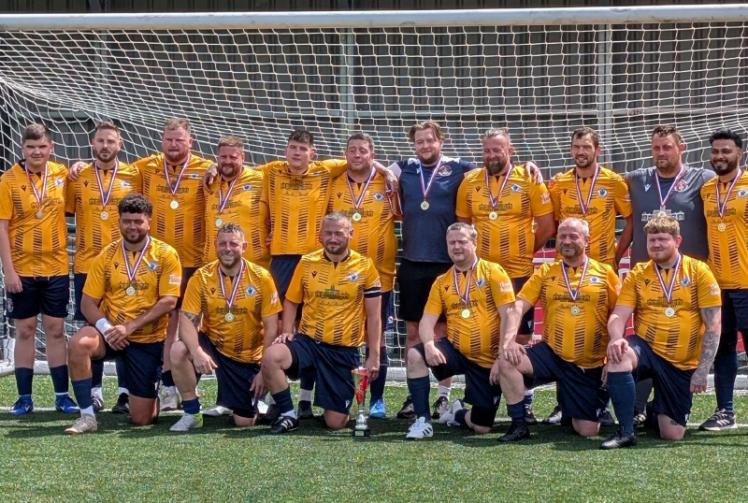 Slough Town's MAN v FAT team celebrates promotion and collective weight ...
